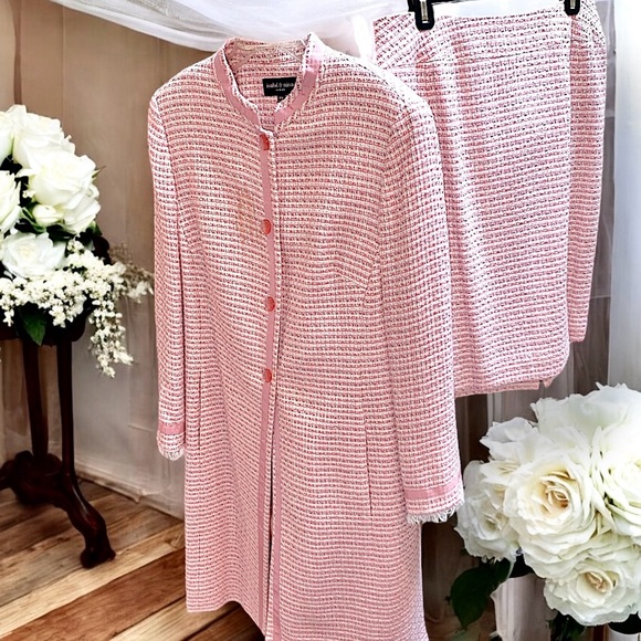 Isabel & Nina | Skirts | Isabel Nina Pink And White Tweed Pencil Skirt ...